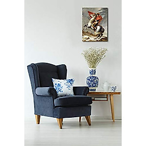 Wieco Art Napoleon Crossing The Alps of Jacques-Louis David Oil Paintings Reproduction Abstract HD Prints Wall Decor Classic Artwork for Home & Office Decoration