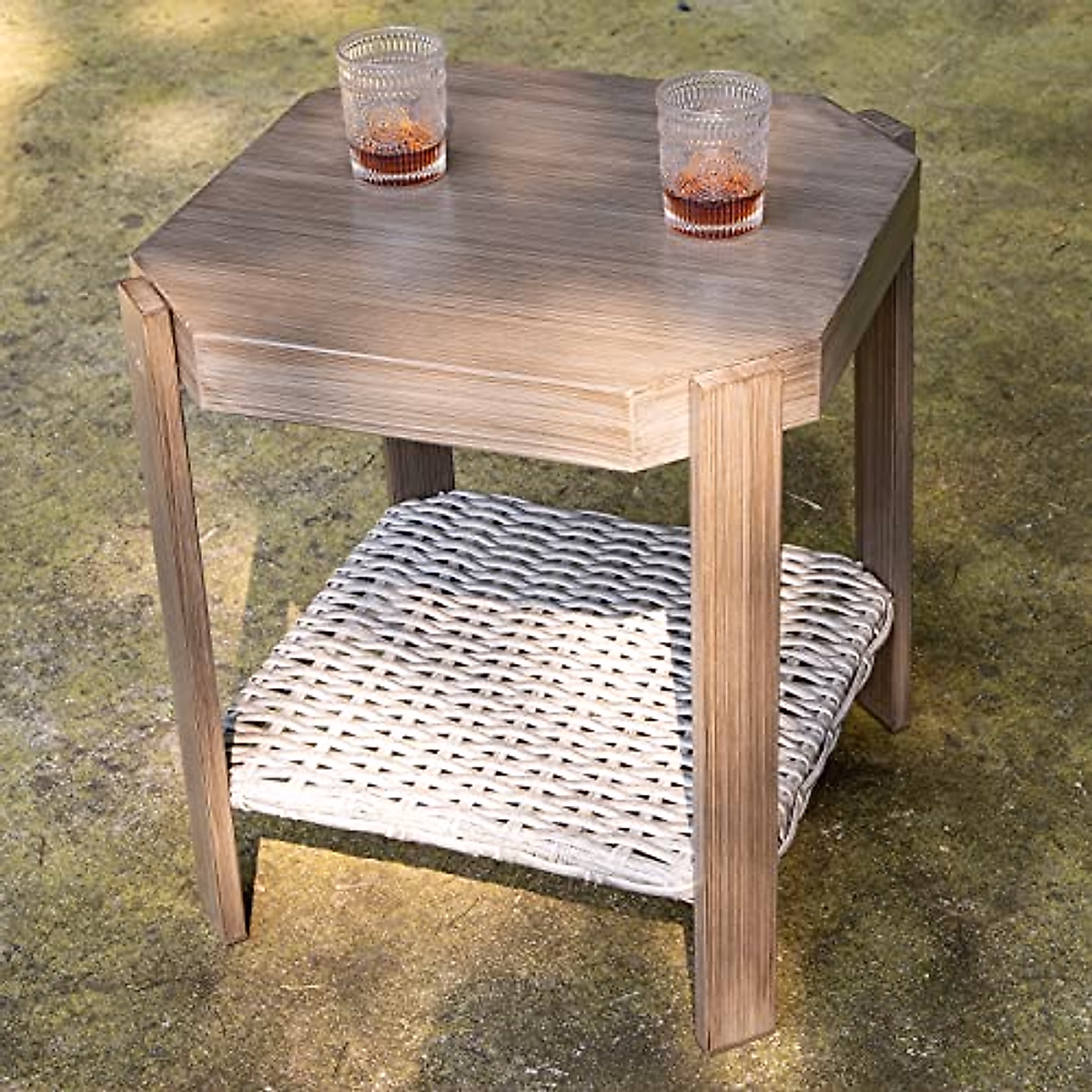 Joyside Outdoor 360 Degree Swivel Rocker Patio Chairs Sets of 2 and Matching Side Table - 3 Piece Wicker Patio Bistro Set with Premium Fabric Cushion(Grey/Black)