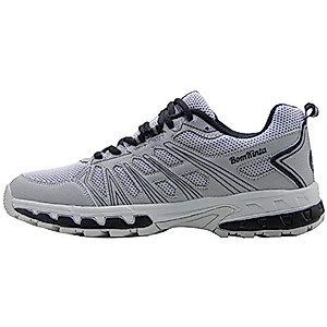 BomKinta Men's Breathable Walking Shoes Lace Up Gym Traning Sneakers Comfortable Non Slip Walking Shoes Athletic Shoes Zapatos Deportivos de Hombre White Size 12