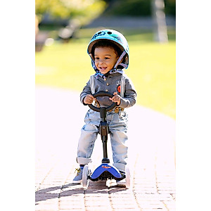 Micro Kickboard - Mini 3in1 Deluxe - Three Wheeled, Lean-to-Steer Swiss-Designed Micro Scooter for Toddlers with 3 Riding Options for Ages 1-5 (Blue)