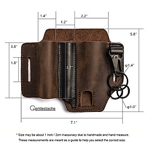 Gentlestache Multitool Sheath for Belt, Leatherman Sheath for Men, Leather EDC Pocket Organizer with Pen Holder, Key Fob, Flashlight Sheath, EDC Leather Pouch Darkbrownn