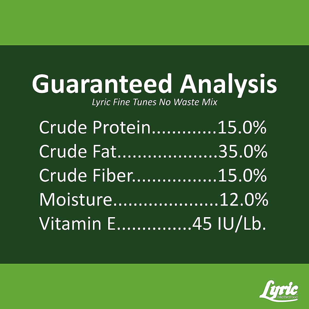 Lyric Fine Tunes Wild Bird Seed - No Waste Bird Food Mix - Attracts Bluebirds, Finches, Chickadees & More - 15 lb. Bag