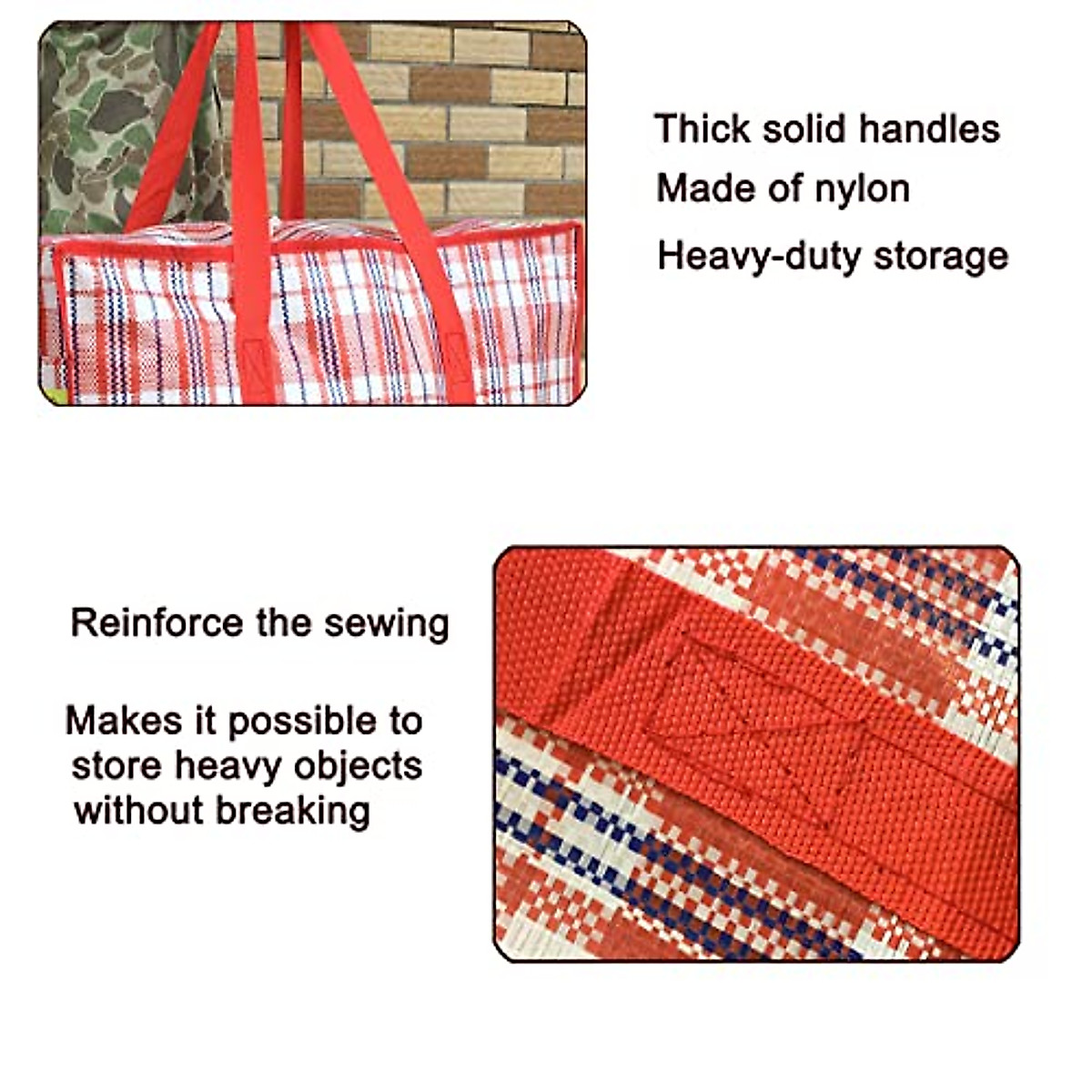 Heavy Duty Jumbo Moving Bags, 168L Oversize Organizer Storage Bags With Durable Zippers for Clothes Comforter Pillow, Water-proof Totes for Carrying Camping Bedding (Set of 4) Red