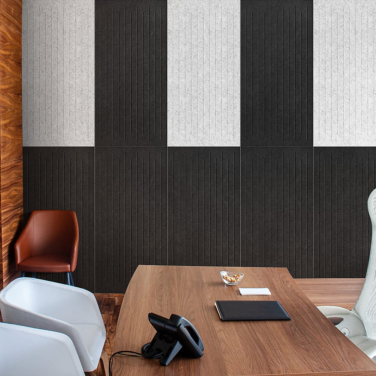 UMIACOUSTICS 3 Packs Large Sound Proof Panels,48 x 24 x 0.4 Inches Flame Retardant Acoustic Panels,Decorative Sound Absorbing Panels in Irregular Slotting for Wall Door.