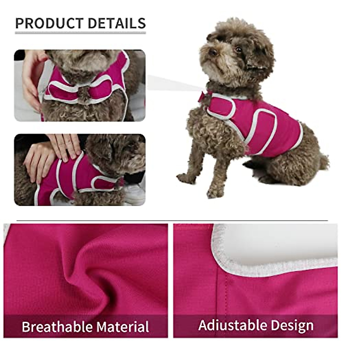 cattamao Dog Anxiety Relief Coat, Dog Anxiety Calming Vest Jacket for Thunderstorm,Travel, Fireworks,Vet Visits (Medium, Rose)