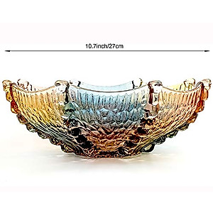 weigeer EWEIGEER 10.7-inch High-Grade Crystal Glass Colorful Fruit Candy Snack Bowl,Art Glass Bowl Flower-shaped,Cool Design