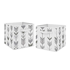 Sweet Jojo Designs Grey and White Woodland Mod Arrow Organizer Storage Bins for Collection - Set of 2