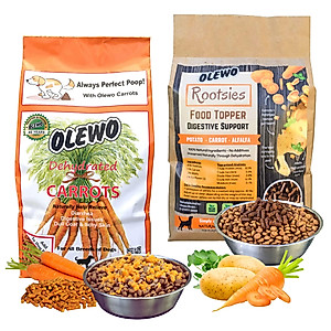 Olewo Bundle Original Carrots for Dogs & Rootsies Dog Food Toppers – Ultimate Dog Digestive Support, Sensitive Stomach Dog Food, Gut Health for Dogs, Fiber for Dogs – 2.2 lbs Each (4.4 lbs Total)