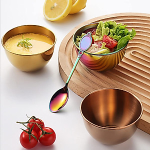 Stainless Steel Sauce Dishes Small Ice Cream Cups Mini Serving Dessert Bowl Round Seasoning Dishes Sushi Dipping for Kitchen 8 Pack (Rainbow, 3.35 inch)