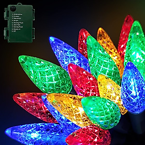 JenWin C6 Christmas String Lights Decor, 50 LED 16.4 Ft Battery Operated Fairy Lights Timer 8 Modes Waterproof Xmas Lights for Patio Garden Christmas Tree Decoration Indoor Outdoor Home (Multicolor)