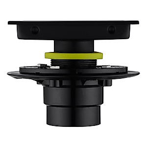 Orhemus 6 Inch Square Shower Drain with Adjustable Shower Drain Base Flange, SUS 304 Stainless Steel Floor Drain with Removable Cover Grid Grate, Matte Black