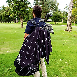 Zippa Large Black Golf Towel I Easy to Clean Clubs, Quick Drying in Rain I Microfiber Golf Towels for Golf Bags, Golf Ball Towel, Golf Club Towel, Golf Equipment, Towel Golf Accessories Men and Women