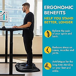 Standing Desk Mat, RUMIA Anti Fatigue Mat with Foot Massage Roller Ball, Not-Flat Comfort Floor Mat Ergonomic Standing Mat for Standing Desk Office and Home (Black)