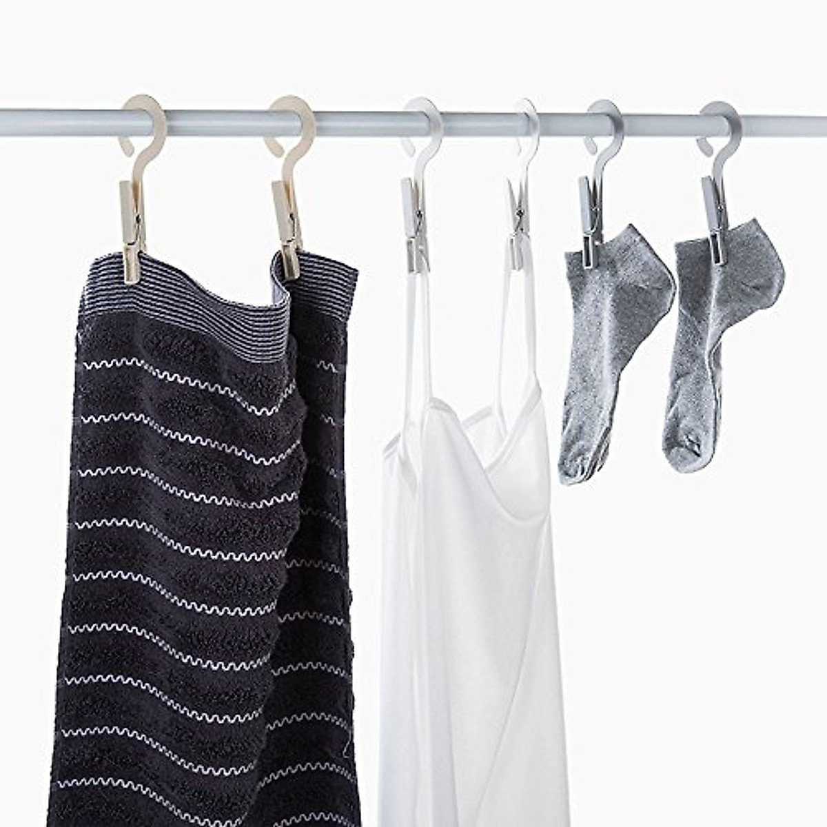 JCBIZ 20-Pack Drying Clips Laundry Hooks, Portable Clothes Pins Hanging, Plastic Clips Hanger Best for Home Travel Outdoor - (Dark Grey)