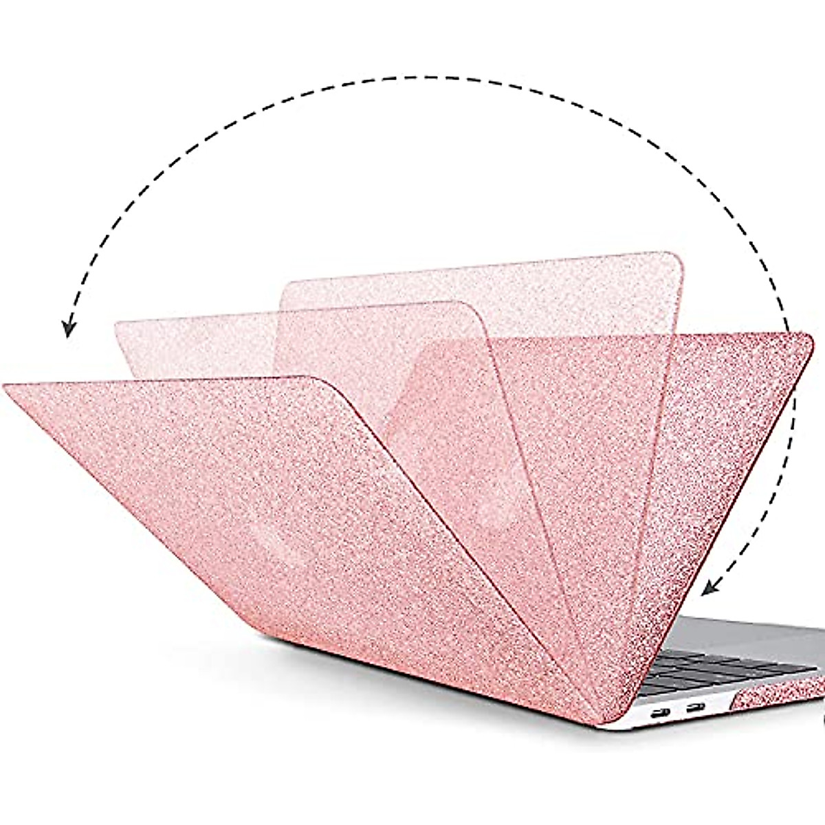 Anban Compatible with MacBook Air 13 inch Case 2021 2020 2019 2018 Release A2337 M1 A2179 A1932 with Touch ID, Glitter Leather Laptop Hard Shell Case with Keyboard Cover, Sparkle Hot Pink