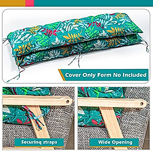 Three Seat Swing Replacement Cushions, Soft Garden Bench Cushions with Backrest and Outdoor Swing Cushions 3 Seater, Porch Patio Swing Overstuffed Waterproof Bench (Flower Color 40 * 60 inch)