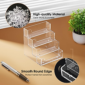 MaxGear Clear Business Card Holder 4 Pocket Business Card Display, Acrylic Business Card Stand for Desk or Counter with 4 Tier, 320 Card Capacity, 2 Pack