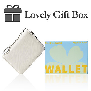 Credit Card Holder RFID Wallet,Women Small Card Wallet Leather Organizer Case,Pocket Business Card Case with Zipper & Keychain(Black)