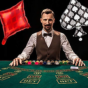 8 Pieces Casino Theme Party Balloons Playing Cards Balloons Casino Foil Balloons Casino Party Decoration Supplies for Las Vegas Party, Poker Events, Casino Night Birthday