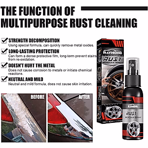 Renhe ingenuity 100ml Rust Remover Spray for Metal,Multifunctional Metal Rust Remover,Car Rust Removal Spray,Water Based Metallic Paint Rust Converter,Iron Powder Remover (2PCS)