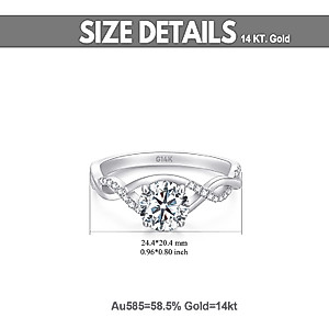 SISGEM 14K Gold Wedding Ring for Women,Split Shank Pave Set 1 Carat Moissanite Engagement Ring With Engraved Name,Wedding Anniversary Size 5-11 (14K White Gold-(Regular), 7)