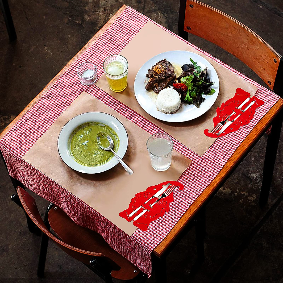 cobee Christmas Cutlery Holders, 8 Pcs Xmas Santa Tableware Christmas Silverware Cutlery Holders Pocket Knifes Forks Bags Dinnerware Decorations for Home Party(Santa)