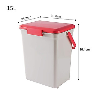 QWEASDF Portable Sealed Trash Can with Lock Cover Handles Deodorant Storage Compartment Pressure Ring Design Plastic Garbage Can for Kitchen and Household Waste Bin,Khaki
