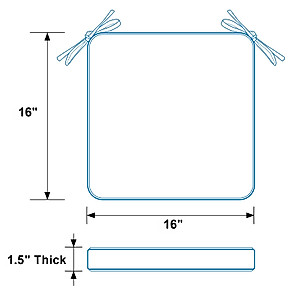 GUEGLSA Outdoor Indoor Waterproof Seat Cushions,16x16 Inches Patio Chair Cushion with Ties,Machine Washable Seat Pad for Home Garden Kitchen Dining Office Chair,Set of 2, Red