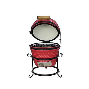 AUPLEX 13" Kamado Charcoal Grill, Ceramic BBQ Charcoal Grill, Mini Portable Clay Smoker Oven Barbecue Grill for Backyard, Balcony