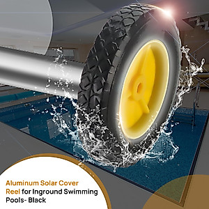 18 Feet Pool Cover Reel Set Pool Solar Cover Reel for 14-18 FT Inground Swimming Pools, Aluminum Stainless Solar Blanket Reel Black