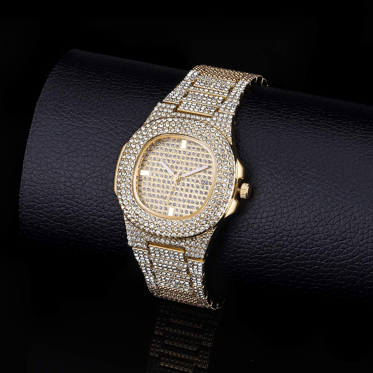 SIBOSUN Lady Women Wrist Watch Gold Stainless Steel Crystal Quartz Dress Bling Bracelet Gold