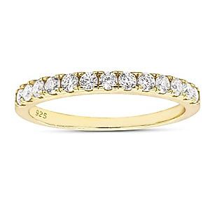 SAVEARTH DIAMONDS 1/3 ct. t.w Round Lab Created Moissanite Diamond Half Eternity Wedding Band Ring In 14k Yellow Gold Over Sterling Silver (0.33 Cttw), Gift For Her