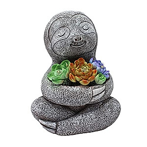 gazechimp Garden Statue Solar Lights Sloth Succulent Shape for Courtyard Patio Pathway Outdoor
