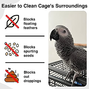 SIMENA Bird Cage Seed Catcher, Skirt for Bird Cage, Nylon Mesh Bird Cage Liners, Easy Cleaning Bird Cage Cover for Small and Medium Sized Cages (White, 45&quot;-59&quot;)