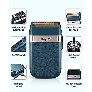 CkeyiN Men's Electric Shavers, Rechargeable Cordless Foil Shaver Razor with Replaceable Foil Head, Multifunction Wet & Dry Use Foil Shaver (Blue)