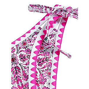 ZAFUL Women's Swimsuits Boho Floral Print Triangle String Thong Bikini Set Sexy High Cut Swimwear Bathing Suit Pink