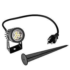 Lemonbest 2pcs Bright Outdoor Landscape LED Lighting Mini Lawn Lamp with 110V AC Power Plug for Garden Path Courtyard Spot Lights Cool White