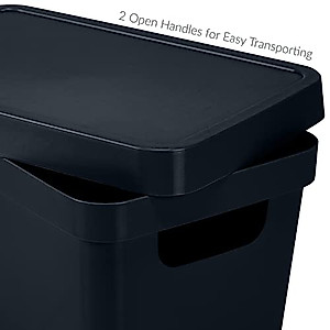 Simplify Small Vinto Storage Box | Click Tight Lid | Dimensions: 9.76" x 6.69" x 4.84" | Stackable | Home Organization | 2 Handles | Black