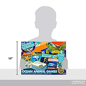 The Young Scientist Ocean Animal Card Games, 4 Card Games in 1, Matching, Bingo, Memory, Trivia, Hands-On Educational STEM Fun for Age 5 and Up, Kids Card Games
