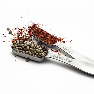 CATOOMUU Measuring Spoons Set of 10, Heavy Duty Stainless Steel Metal Teaspoons Tablespoons, for Dry or Liquid