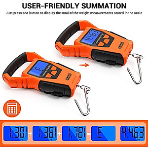 Dr.meter Waterproof Fishing Scale: Upgraded IPX7 110lb/50kg Backlit LCD Display Digital Hanging Scale with Bigger Handle and Hook, Built-in Tape, Battery Included, Fishing Gifts for Men