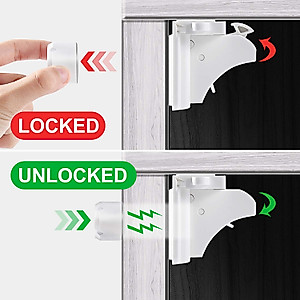 Baby Proofing Magnetic Cabinet Locks - Safeasy Adhesive Children Safety Magnet Drawers Latches (2)