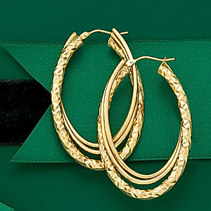 Ross-Simons Italian 14kt Yellow Gold Triple Hoop Earrings