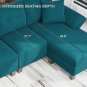 Belffin Convertible L Shaped Couch with Reversible Large Ottoman L Shape Sofa Storage Chaise Sectional Sofa Living Room Furniture Peacock Blue