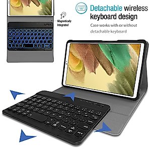 REAL-EAGLE Galaxy Tab A7 Lite 8.7 2021 Backlit Keyboard Case (SM-T220/T225), 7 Color Backlights Detachable Wireless Keyboard Protective Case Cover for Samsung Galaxy Tab A7 Lite 8.7 Inch, Black
