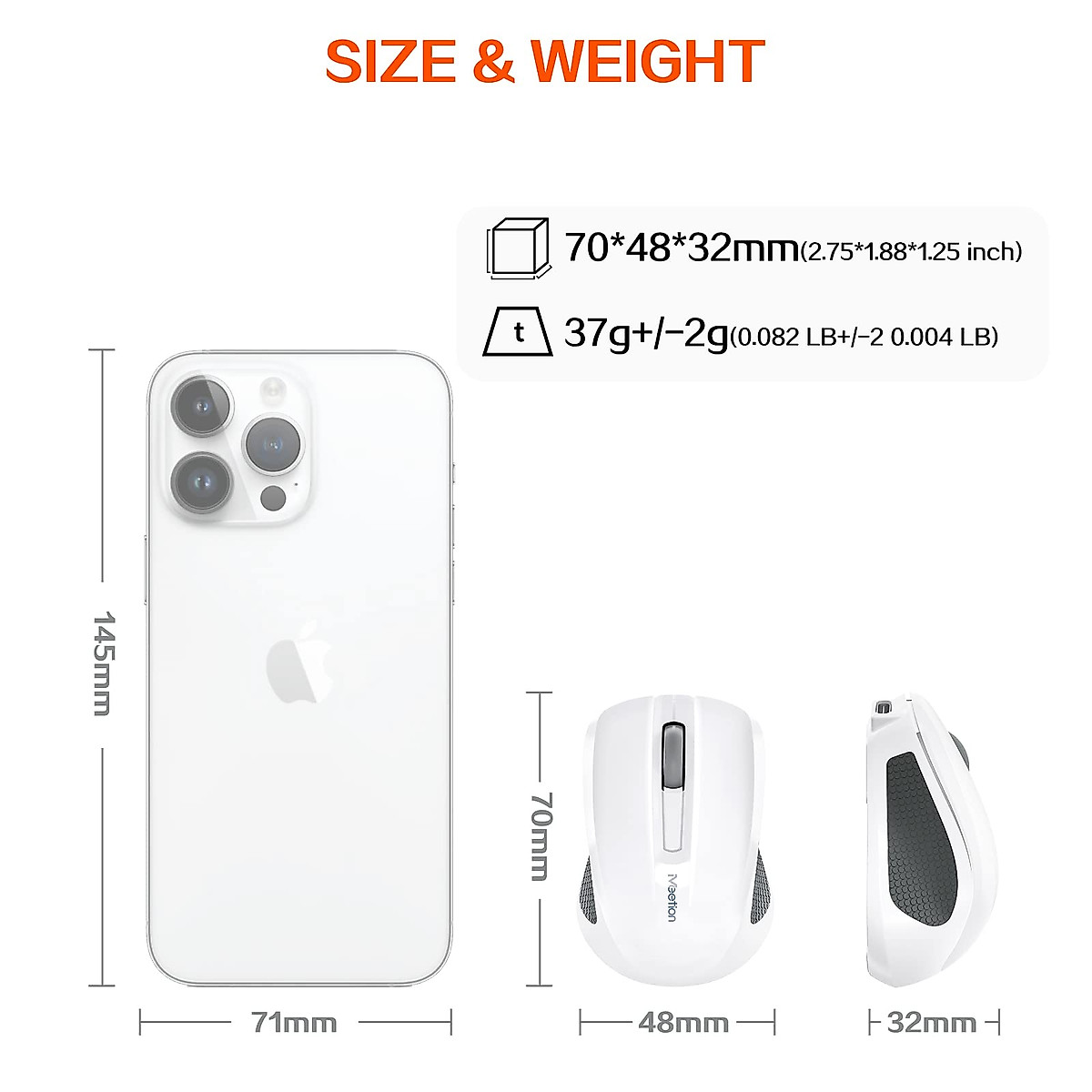 MEETION Wireless Mini Mouse, 2.4GHz USB-A + Bluetooth Mouse, for Boys, Girls, Child, 1200 DPI USB-C Rechargeable Mouse, White