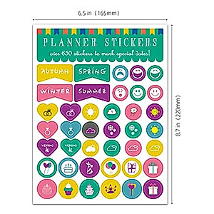 12 Sheets (650 Stickers) Planner Stickers for Notes Travel Business Trips Parties Daily Holidays Goals Encouragement Planning Notes Ideas