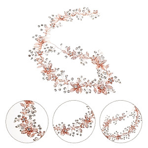 KESYOO Wedding Crystal Belt Fashion Bridal Dress Belt Accessory Bridal Flower Waistband Rose Gold Belt (Rose Gold)