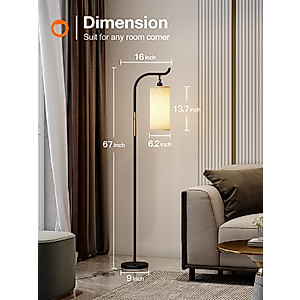 addlon Floor Lamps for Living Room, dimmable Floor lamp with Linen lampshade, arc Floor lamp Modern Standing Lamps, Bright Floor lamp for Bedroom and Office - Black