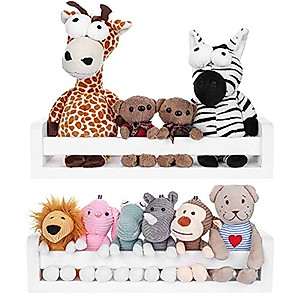 Tesmula gt2-ZJ Set of 2 Nursery Room Wood Floating Wall Shelves Wall Decor, Bookshelf, and Toy Organizer White